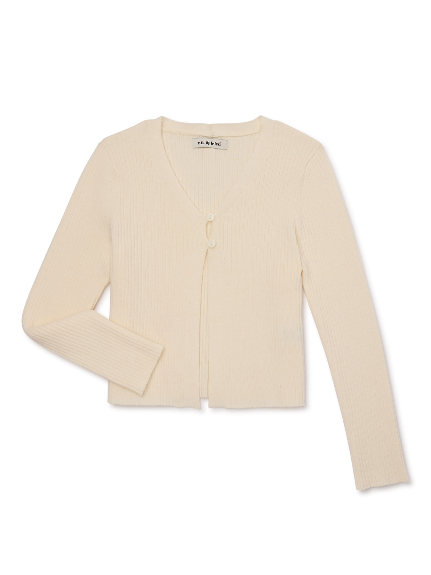 Nik and Leksi Girls Ribbed Flyaway Cardigan, Knit Long Sleeve, Sizes 4 ...