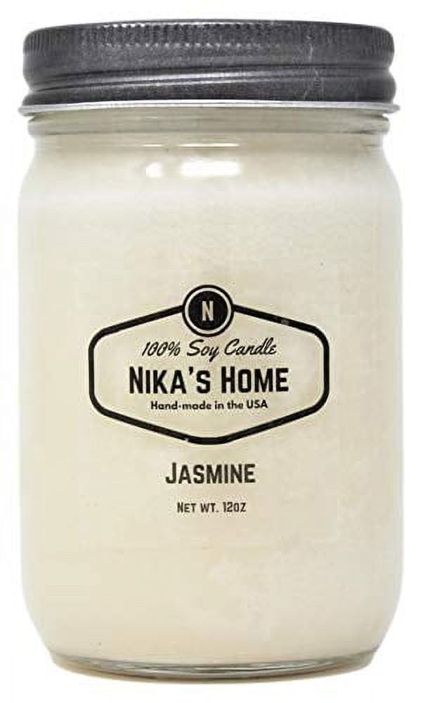Nika's Home Jasmine Soy Candle - 12oz Mason Jar - Walmart.com