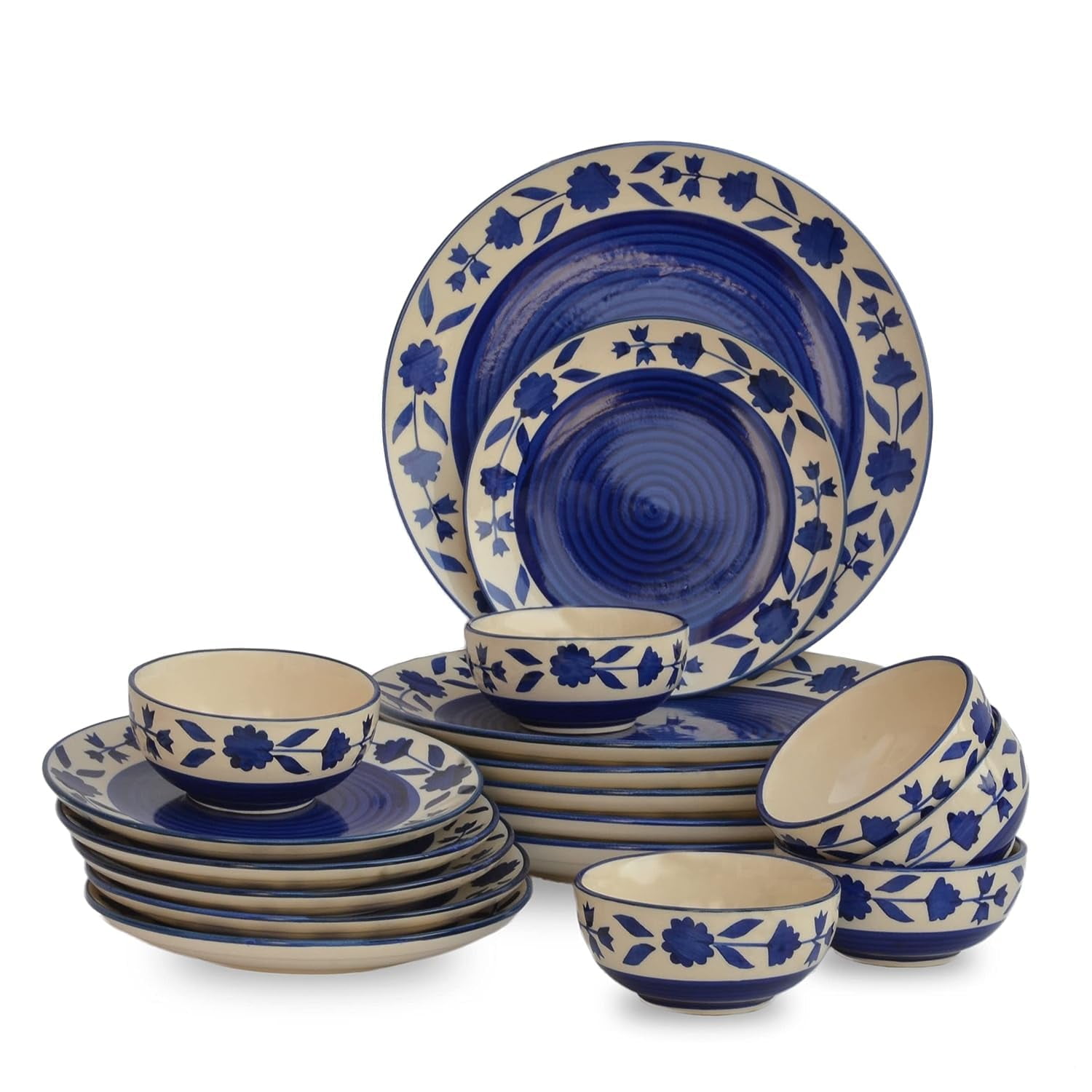 Nikaanch Creations Flower Handpainted Ceramic Dinner Set Plate and Bowl ...