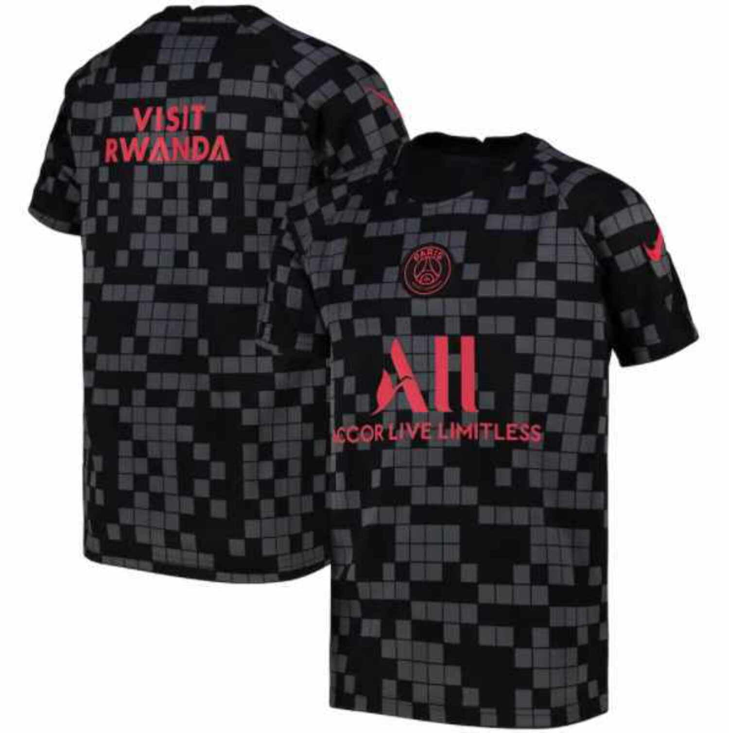Nike 2021-22 PSG Paris Saint-Germain Pre-Match Jersey - Black/Grey L ...