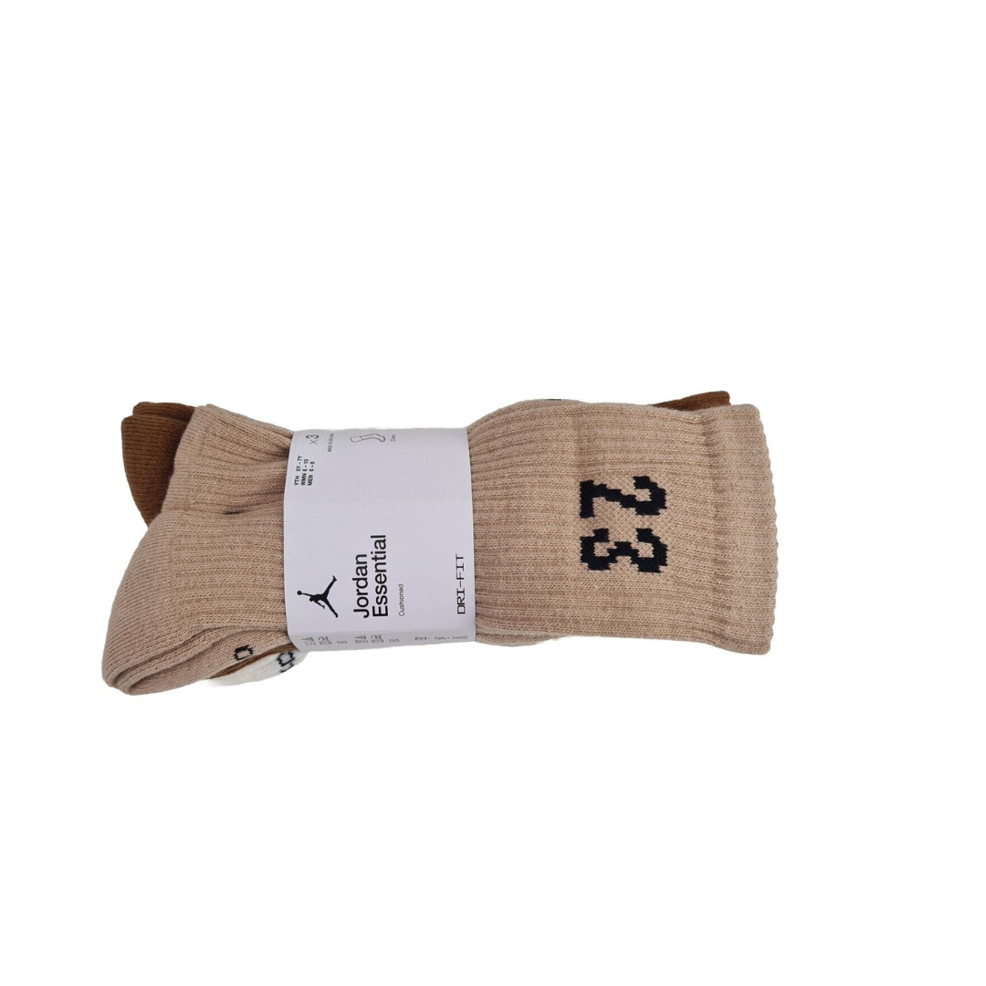 Nike Air Jordan Essential Cushioned Crew Men Socks 3 Pairs Tan DA5718 ...