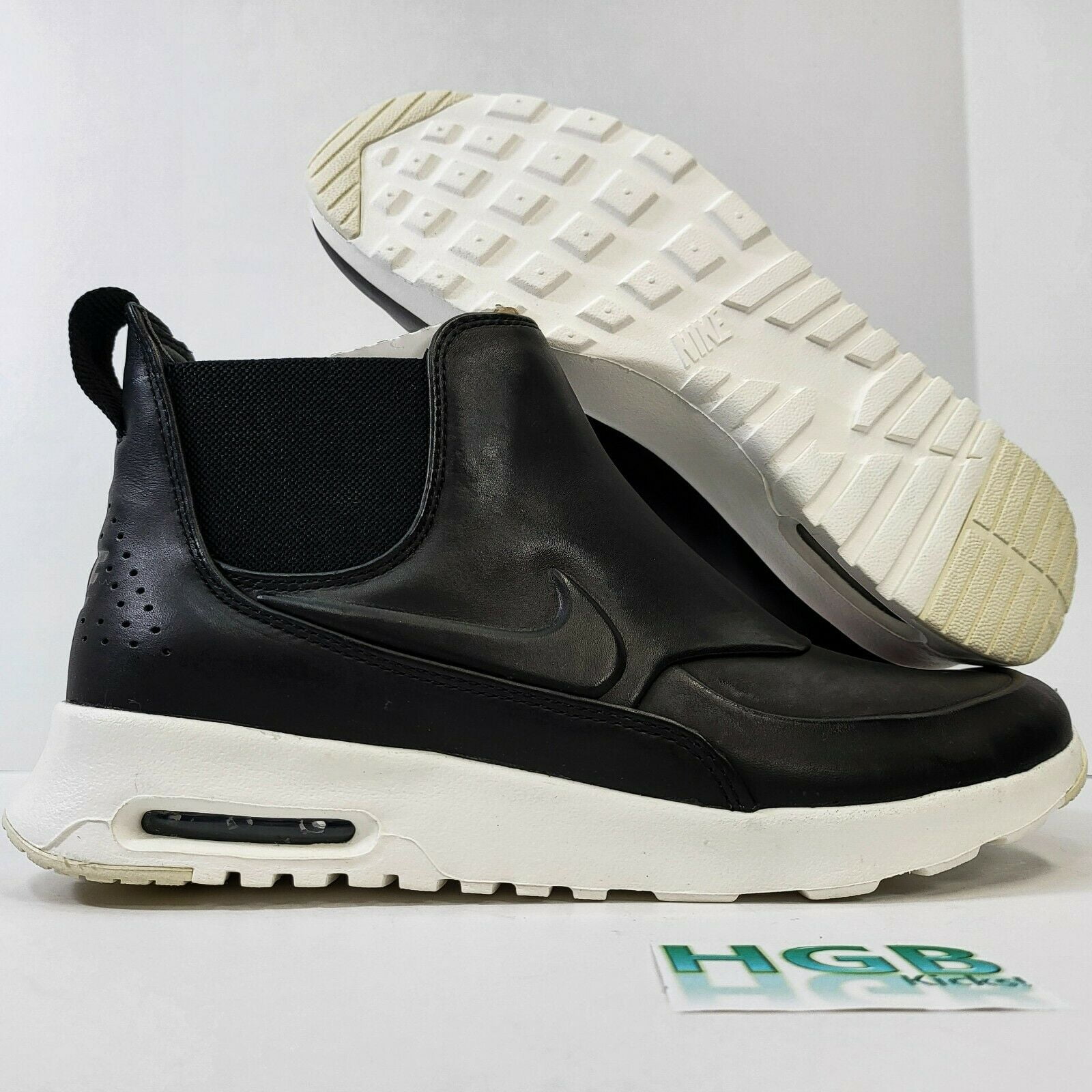 Nike Air Max Thea Mid Women's Black Sail Leather Chelsea Boots with ...