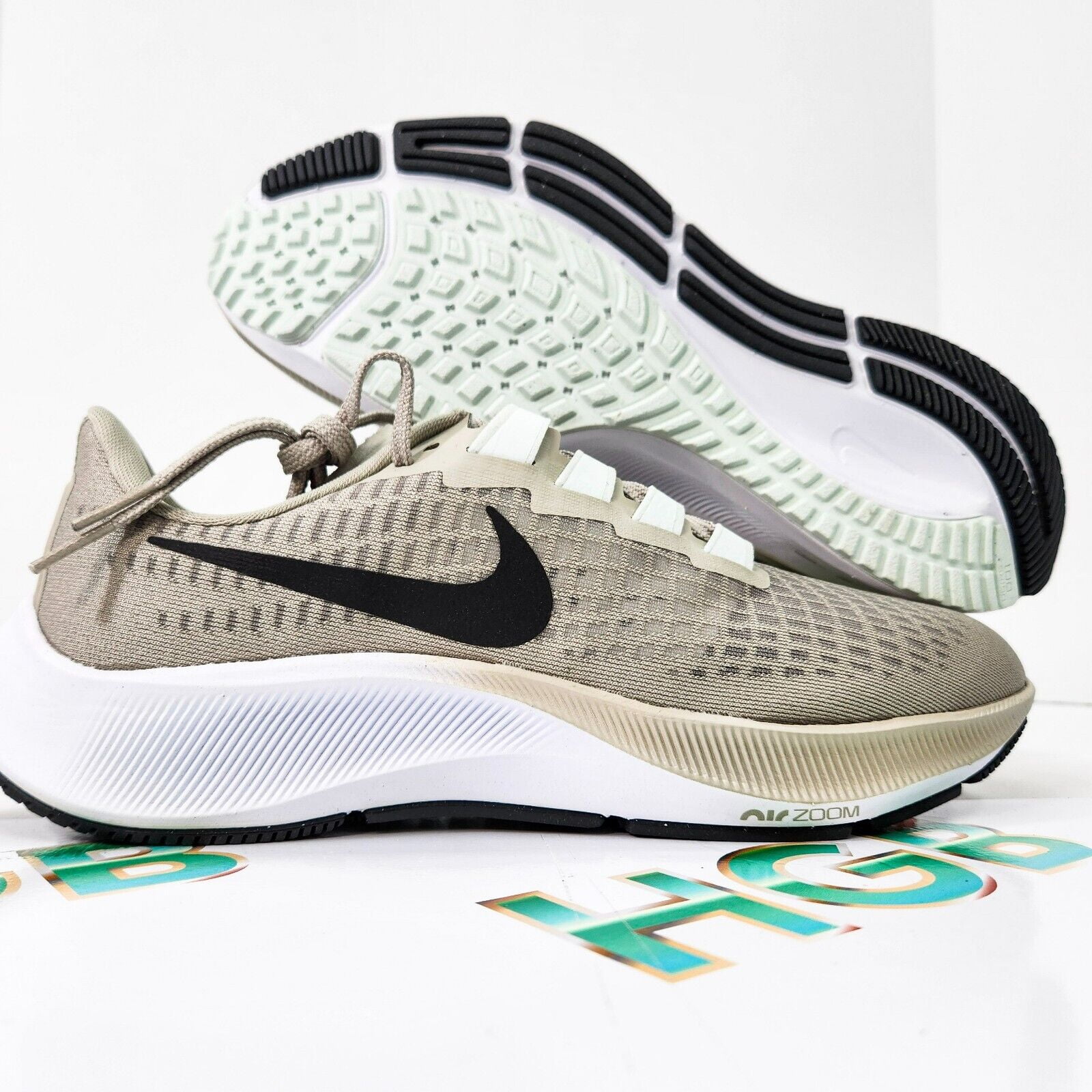 Nike Air Zoom Pegasus 37 Stone/Black-Light Army BQ9646-200 Men's Size 8 ...