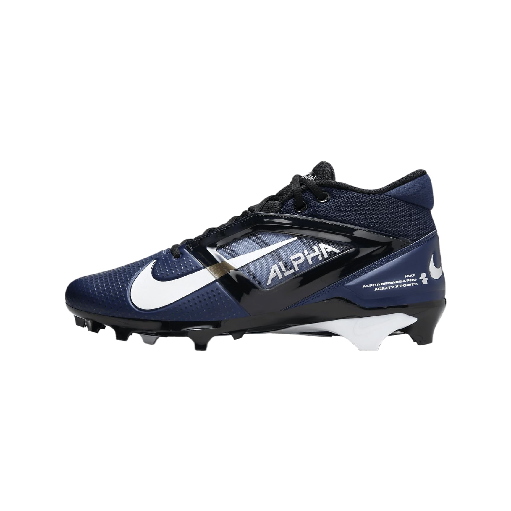 Nike Alpha Menace 4 Pro Football Cleats Midnight Navy/Metallic Silver ...