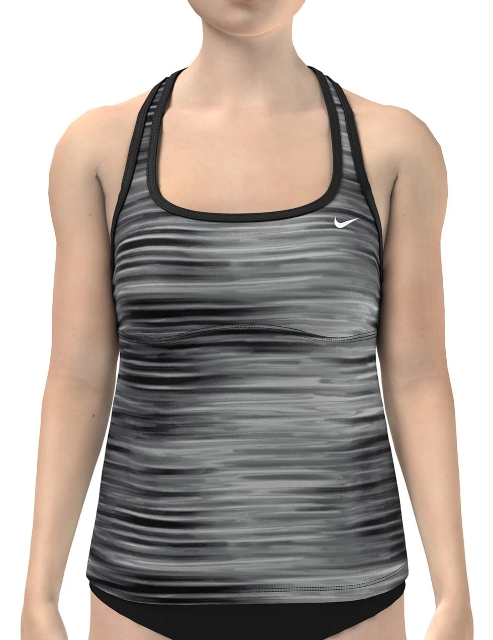Nike BLACK Water Stripe Racerback Tankini Swimwear Bathing Suit, US ...