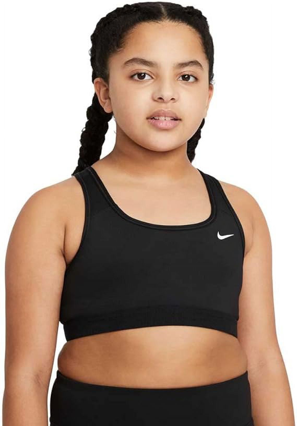 Nike Big Kid Girls Swoosh Sports Bra, X-Large, Black/White - Walmart.com