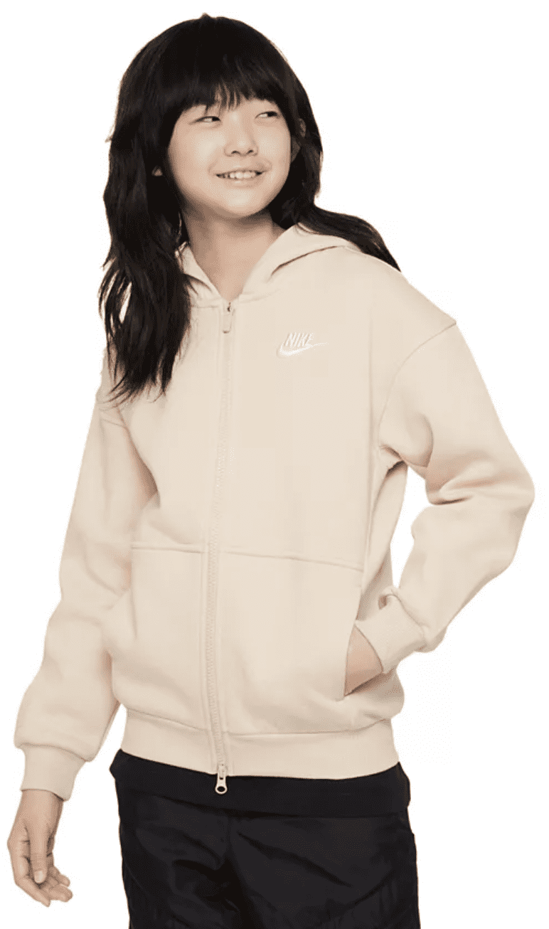 Nike Big Kids Sportswear Club Fleece Full-Zip Hoodie - Sanddrift - Walmart.com