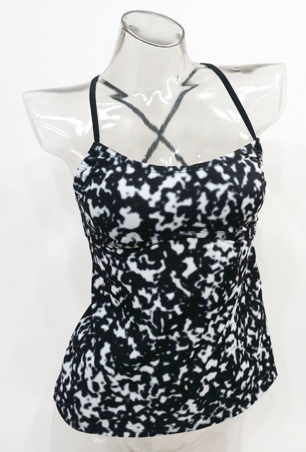 Nike Women's Tankini Top, Cross Back, Black White, Medium Size ...