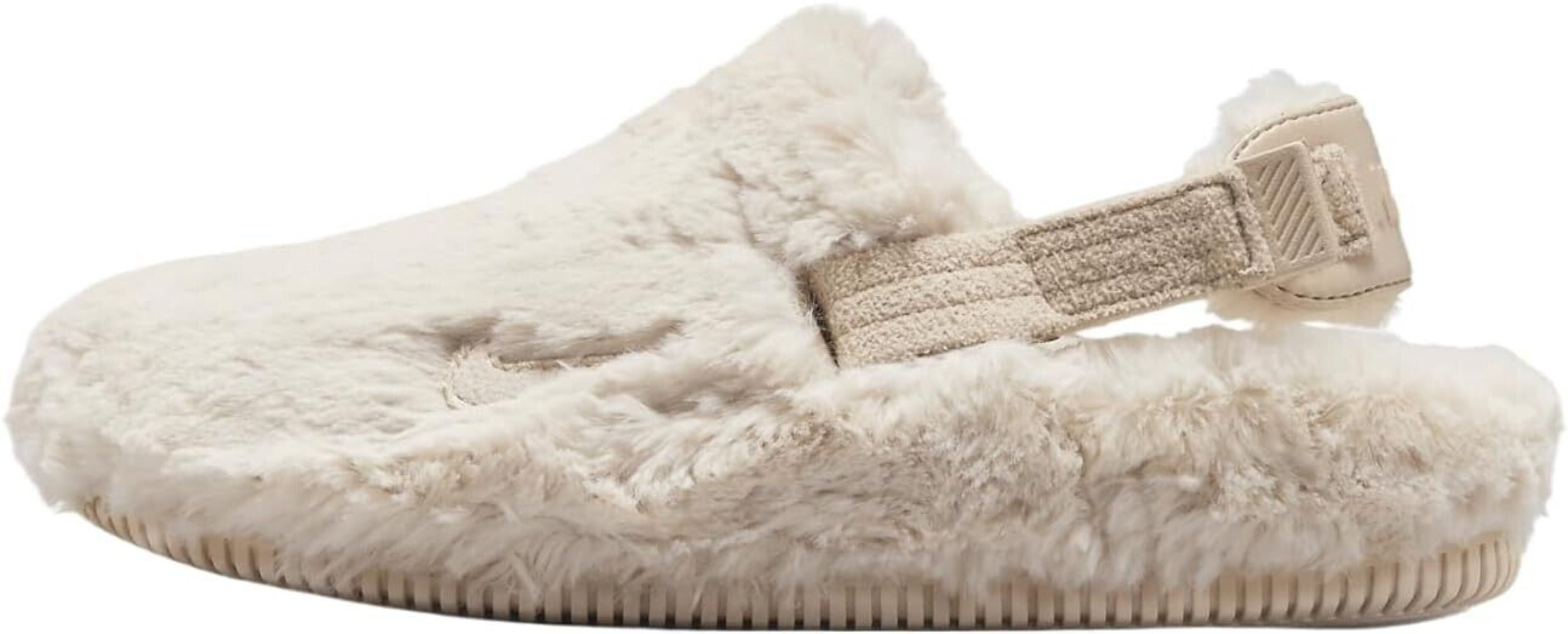 Nike Calm SE FZ3119-100 Mule Women's Sanddrift Faux Fur Casual Sandals ...