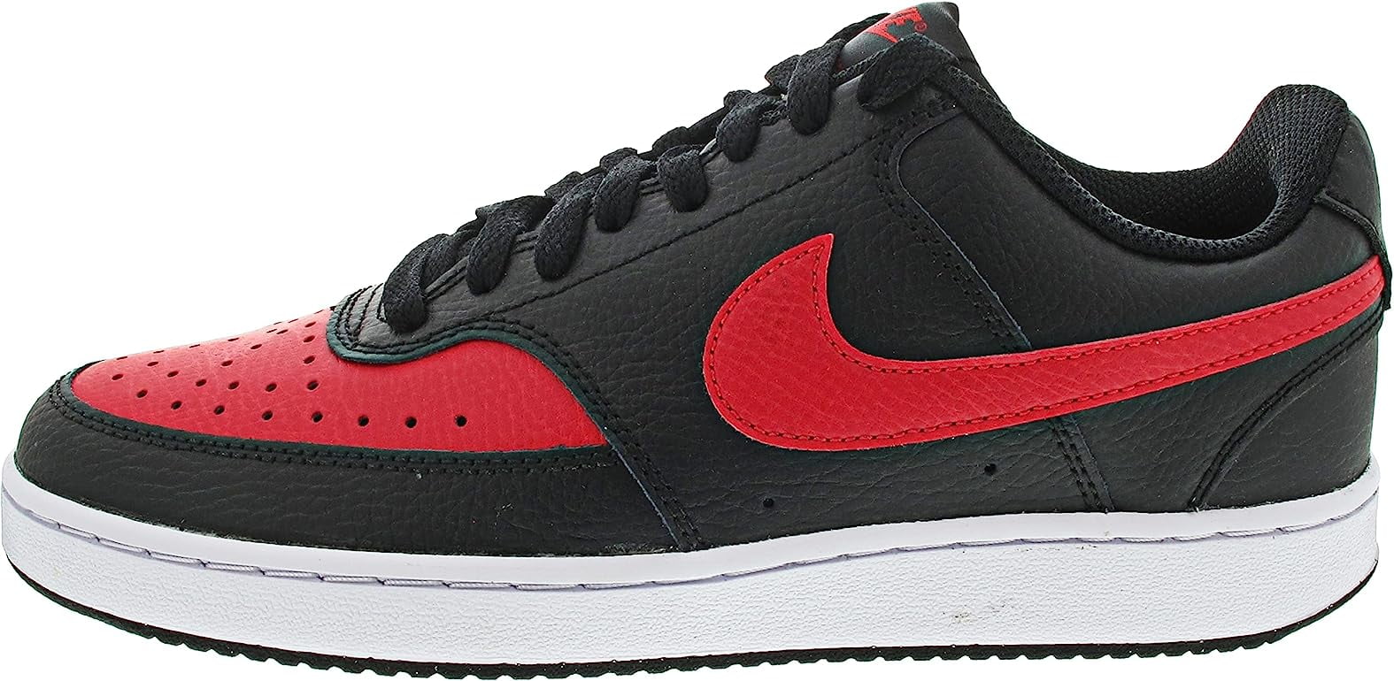 Nike Court Vision Low Next Nature FJ0685-010 Mens Black Red Leather ...