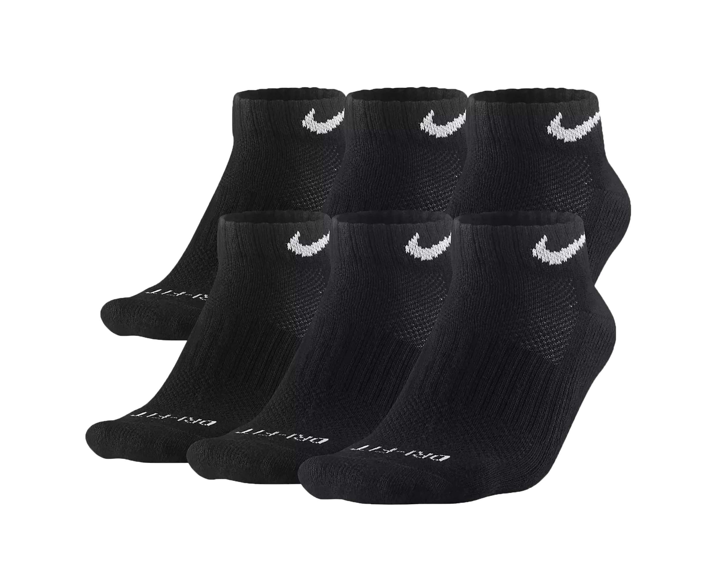 Nike Dri-FIT Cushioned Low Cut Men's Socks (Medium/6 Pairs) Black/White sx4448-001 - Walmart.com