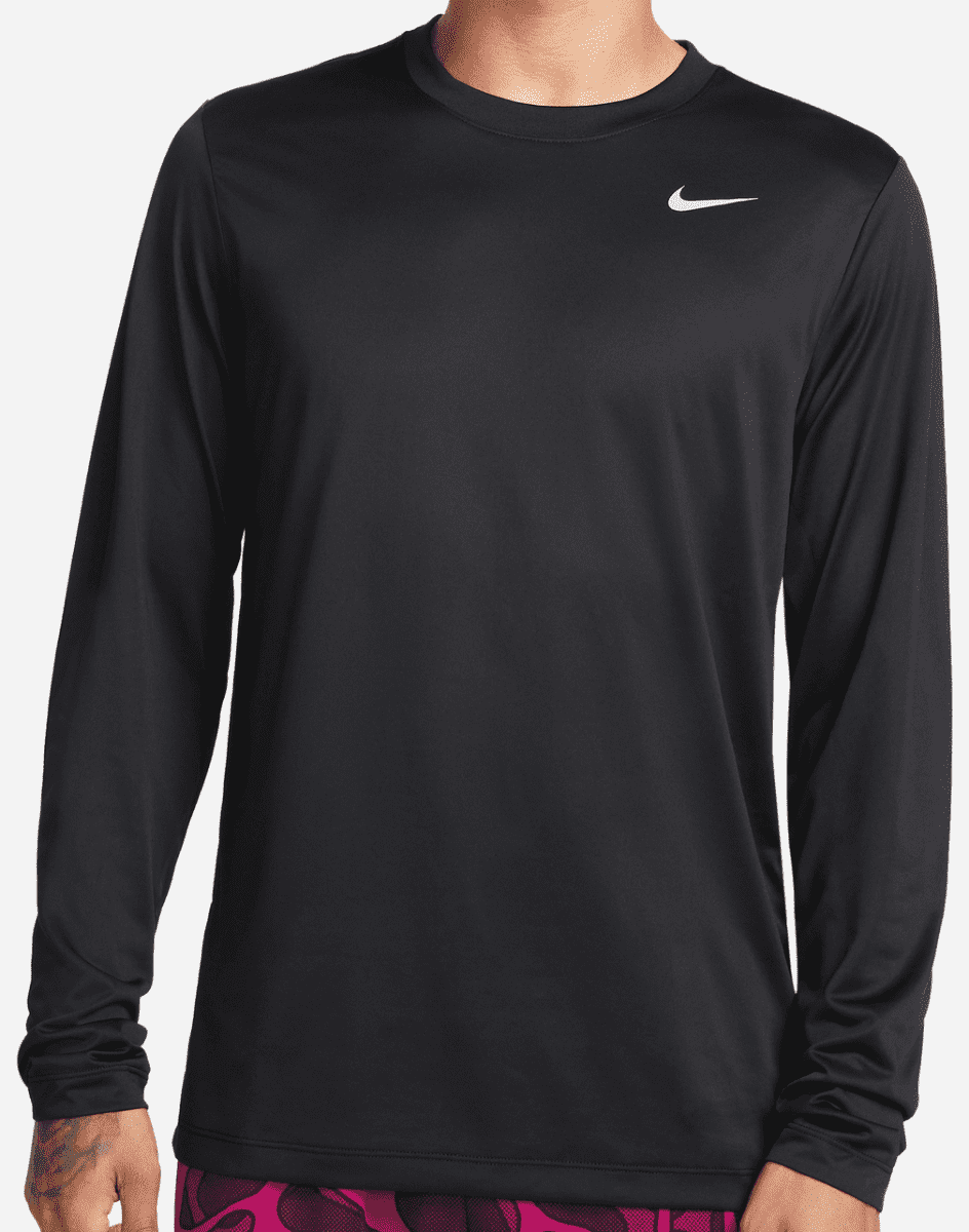 Nike Dri-FIT Legend Men's Long-Sleeve Fitness Top Color: Black/Matte ...