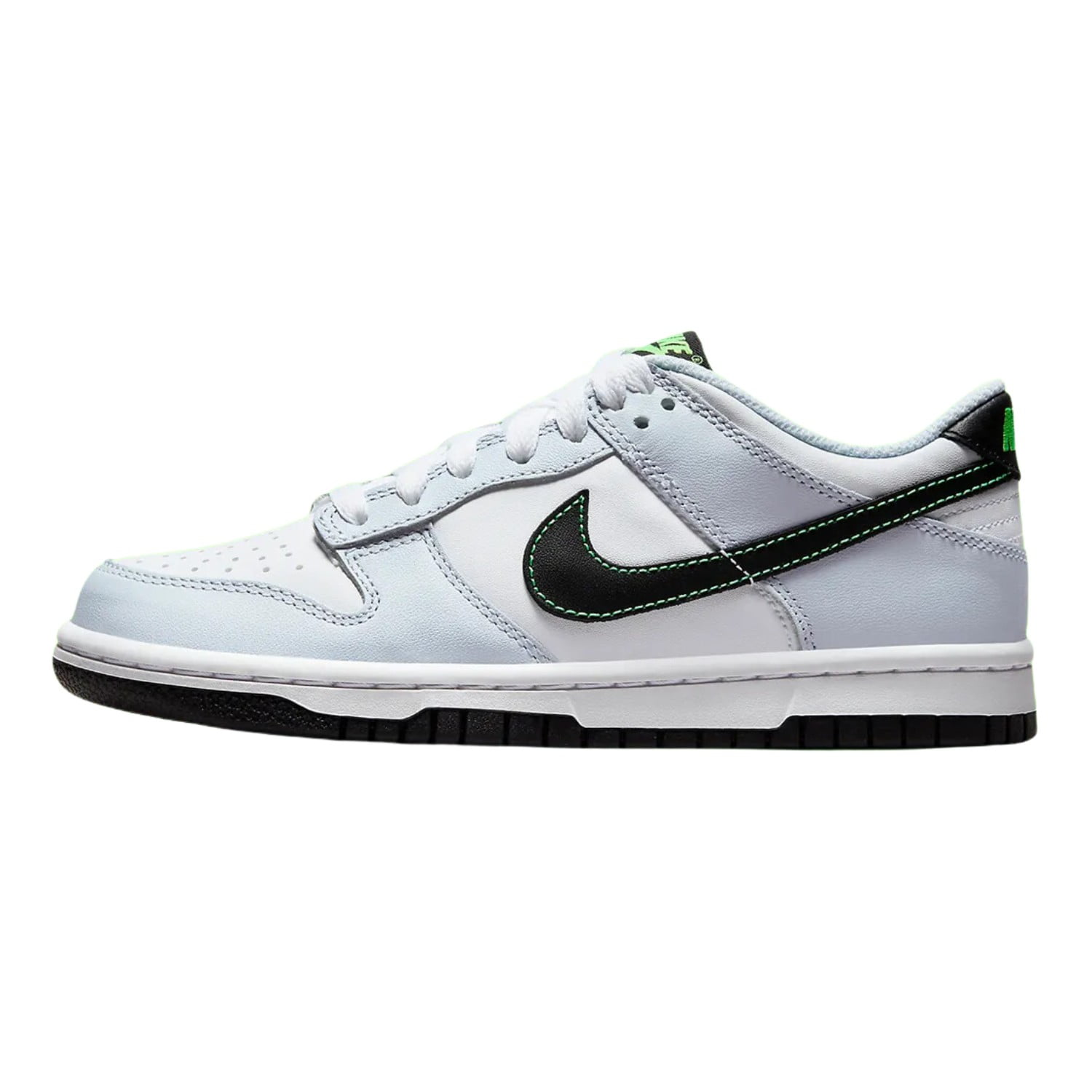 Nike Dunk Low Big Kids' Shoes Color: White/Football Grey/Green Strike ...