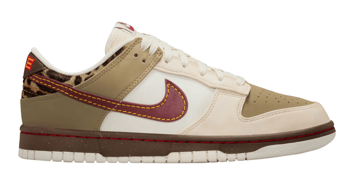 Nike Dunk Low Retro Khaki Team Red Pearl White Leopard (Women's ...