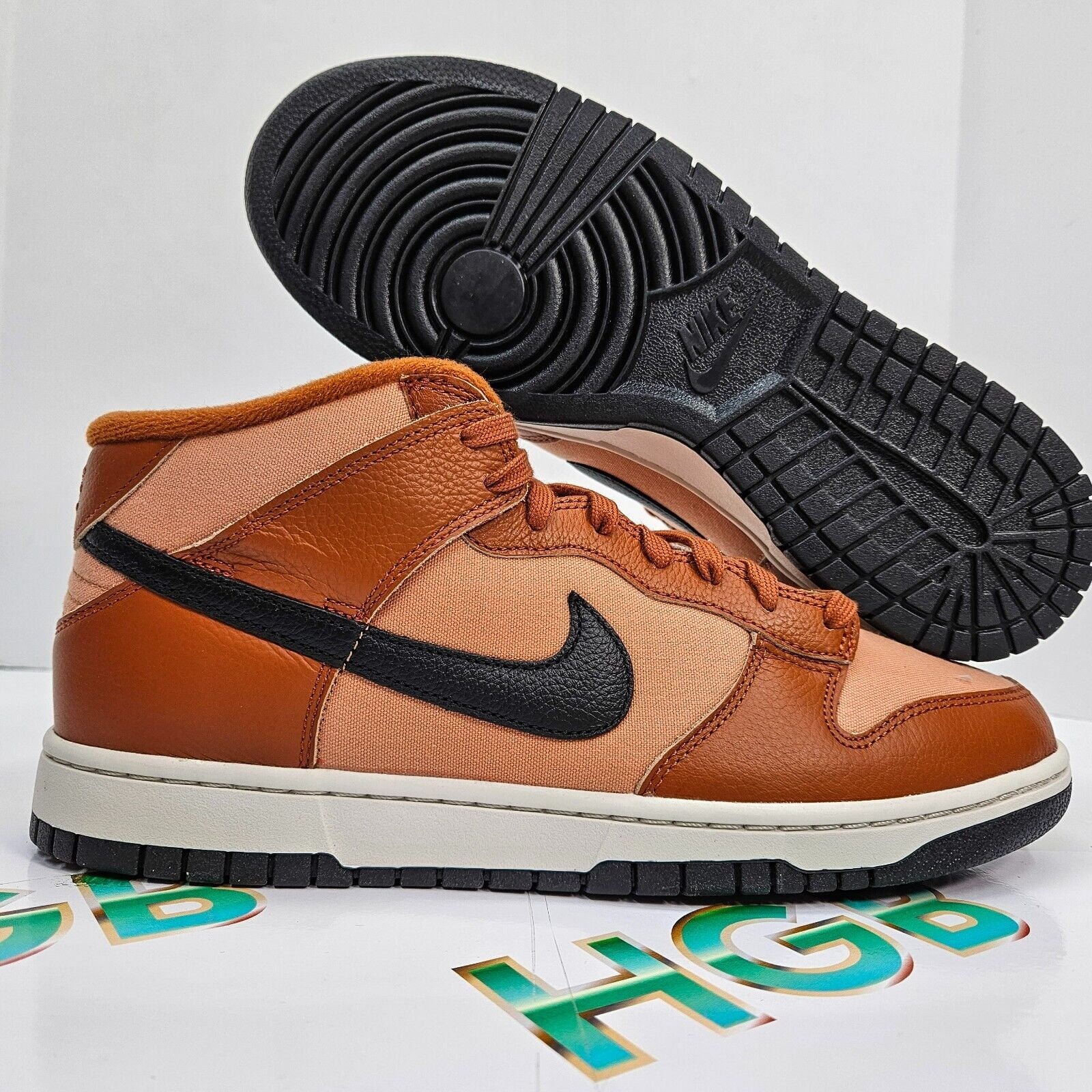 Nike Dunk Mid DZ2533-200 Men's Amber Brown Black Leather Basketball ...