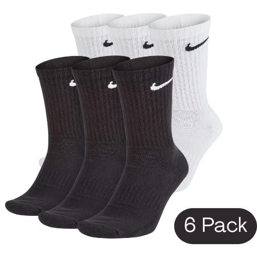 Nike Everyday Cushion Socks, 6 Pack, White and Black - Walmart.com