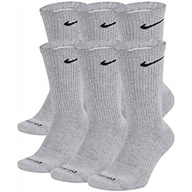 Nike Everyday Plus DRI FIT Cushioned Training Crew Socks Gray (6 Pairs) SX6897 065 Sz L (8-12 ...