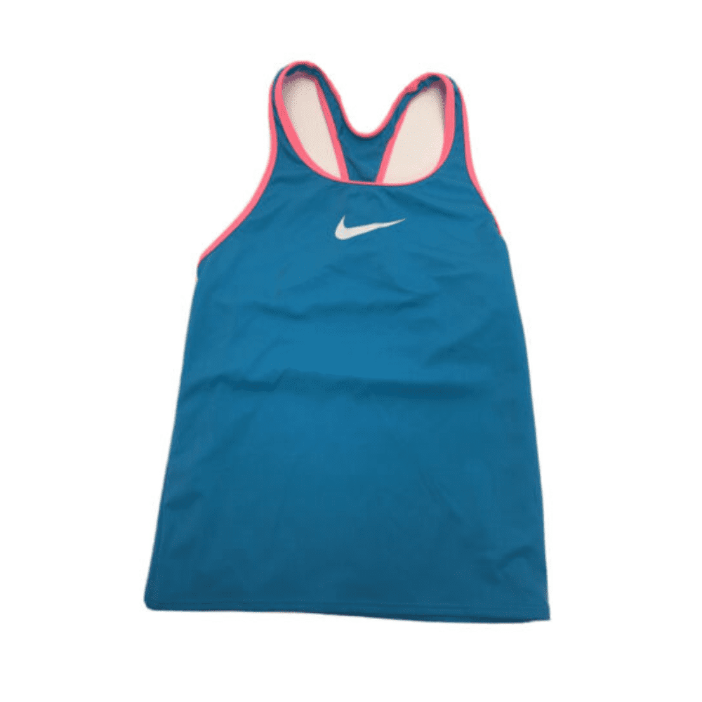 Nike Girls Solid Racerback Tankini Swimsuit Top, Chlorine Blue, Medium ...