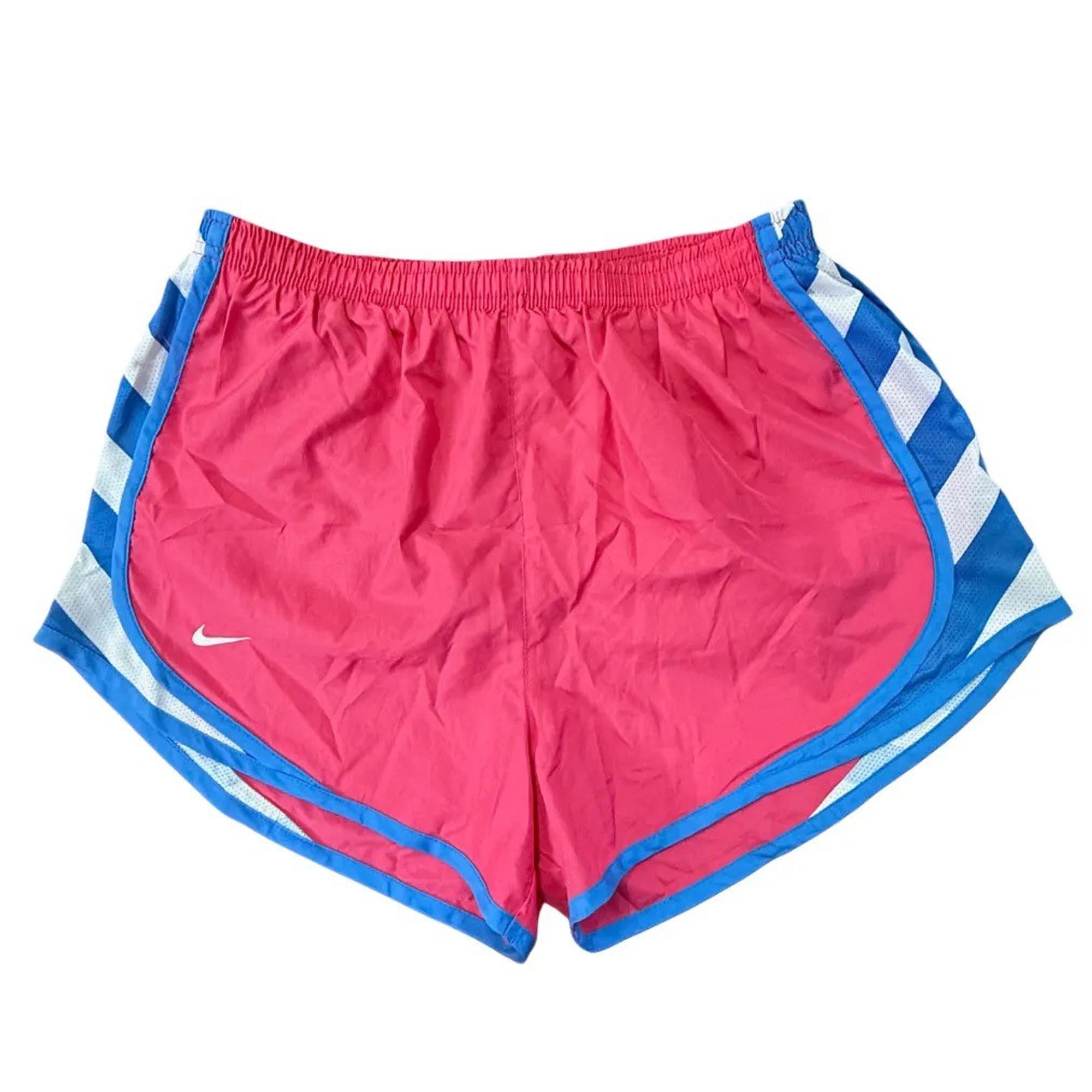 Nike Jr/Women's Pink Running Shorts with Blue/White Stripe (Medium ...