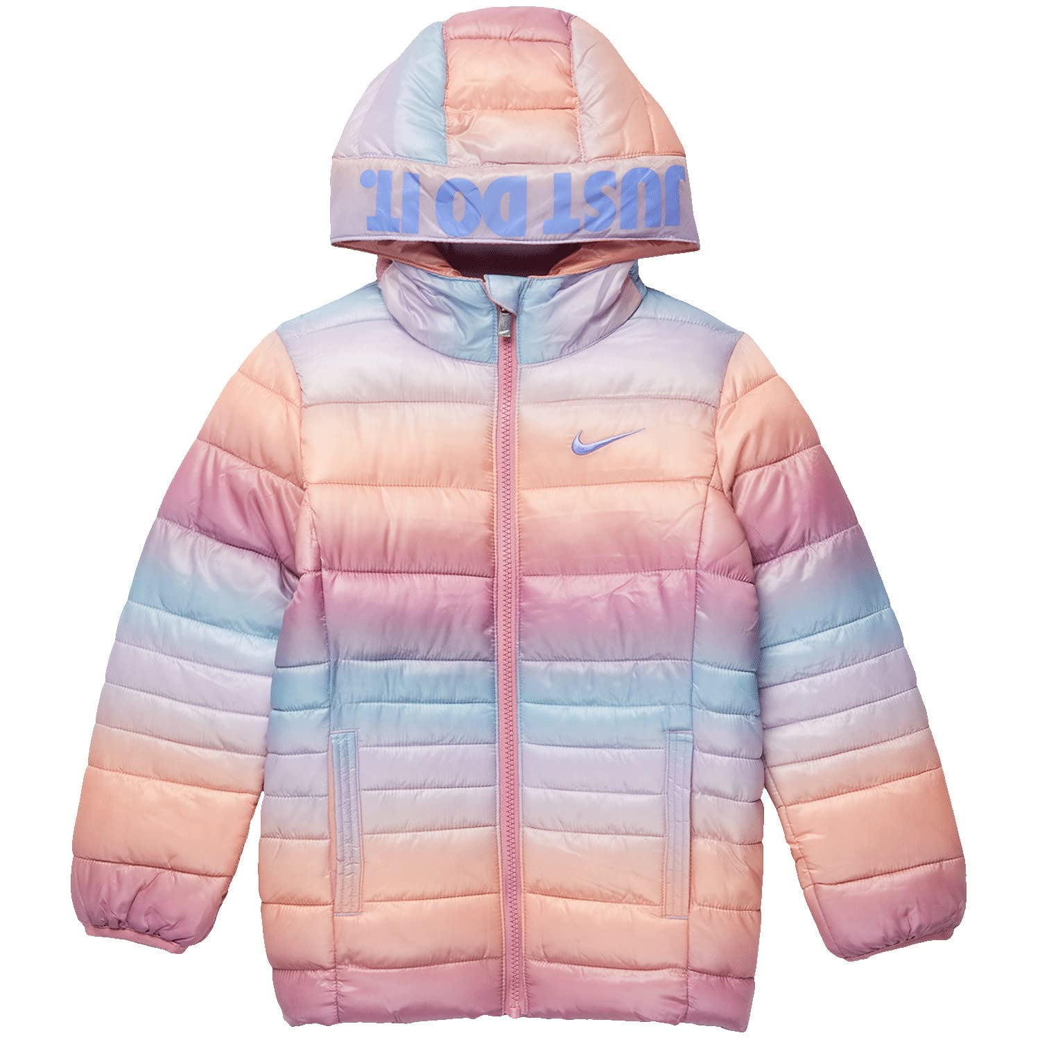 Nike Just Do It Printed Puffer Jacket (Little Kids) (Girls, Multi Ombre ...