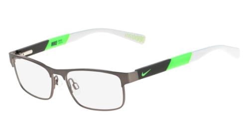 Nike Kids Rectangular Eyeglasses, NIKE 5574G, Gunmetal/Lime, 50-14-130 ...