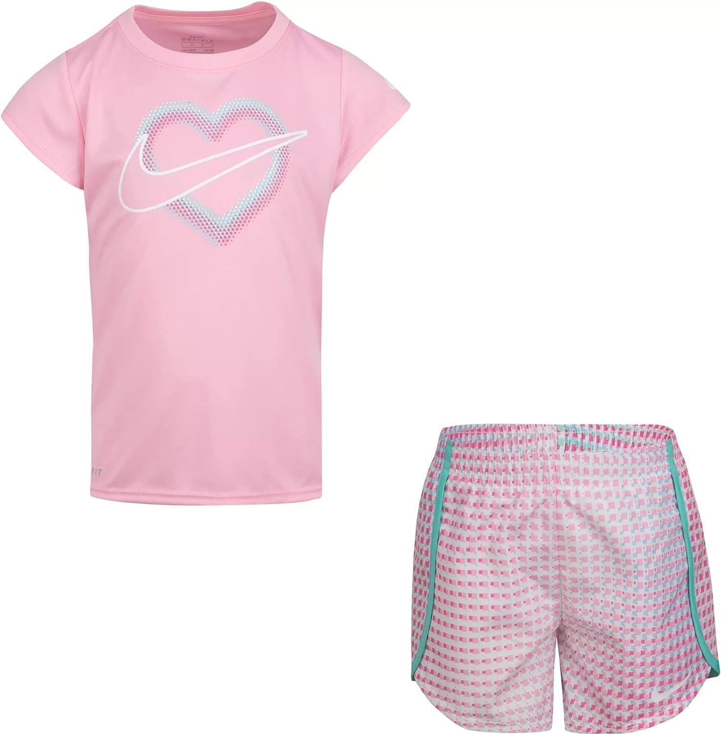 Nike Little Girls' Dri-FIT Pixel T-Shirt and Shorts 2 Piece Set ...
