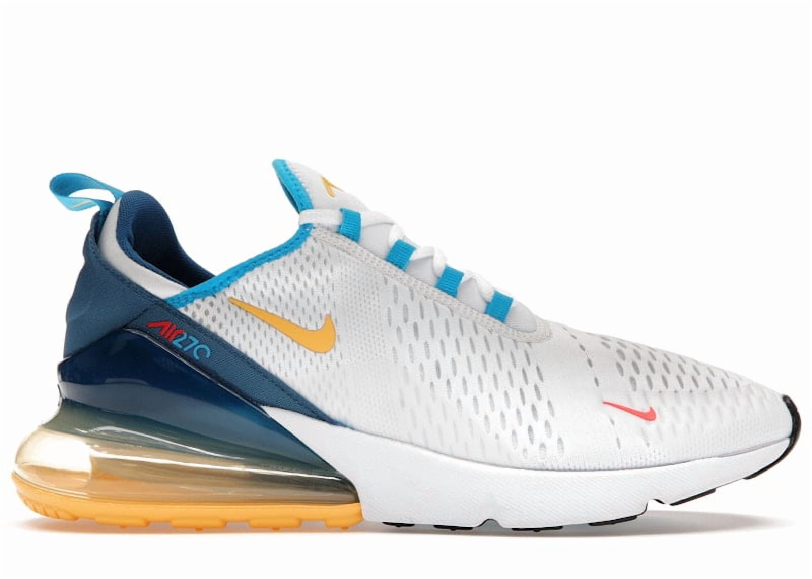 Nike Men's Air Max 270 White Industrial Blue Citron Pulse Running Shoes ...