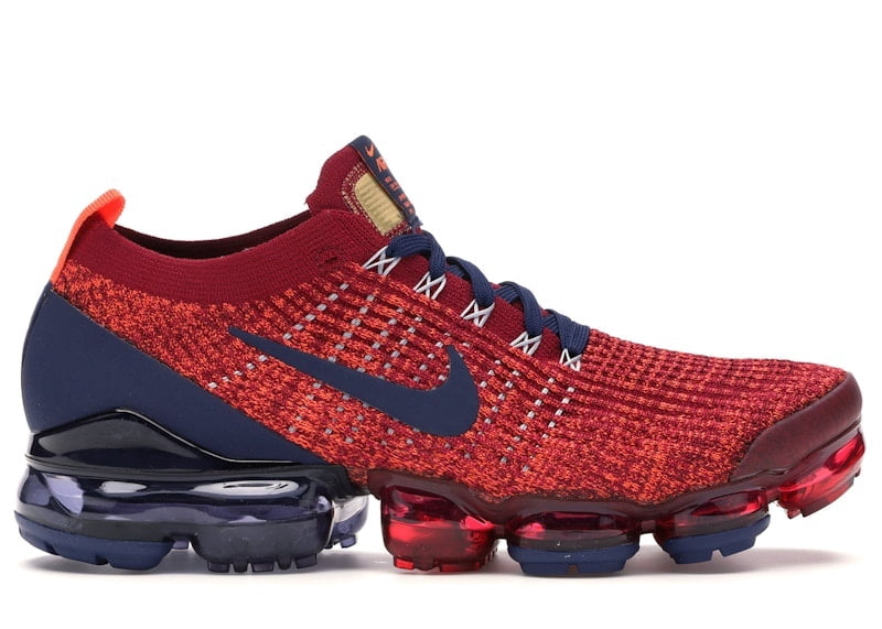 Nike Men's Air VaporMax Flyknit 3 Noble Red Blue Void Running Shoes ...