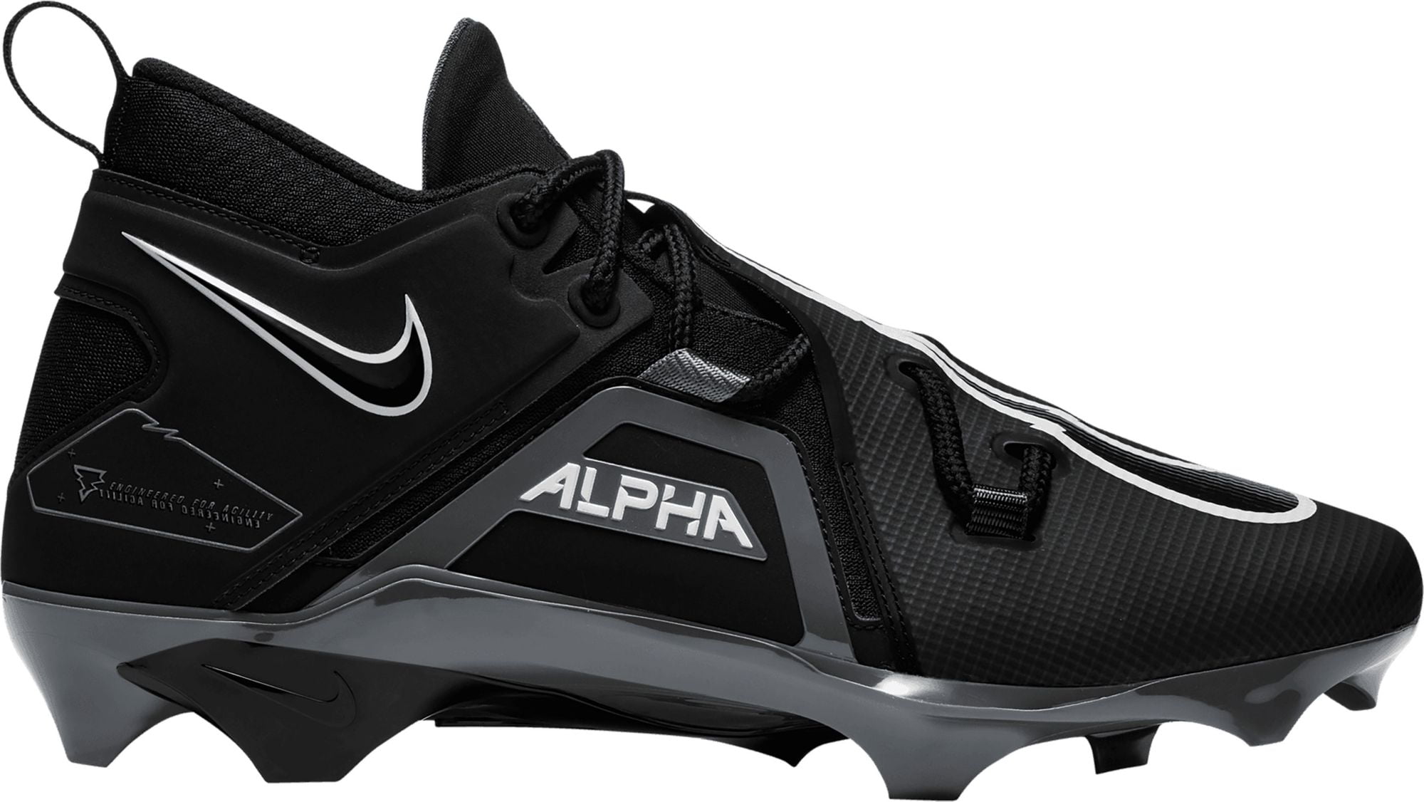 Nike Men's Alpha Menace Pro 3 Mid Football Cleats (Black/Grey, 9 ...
