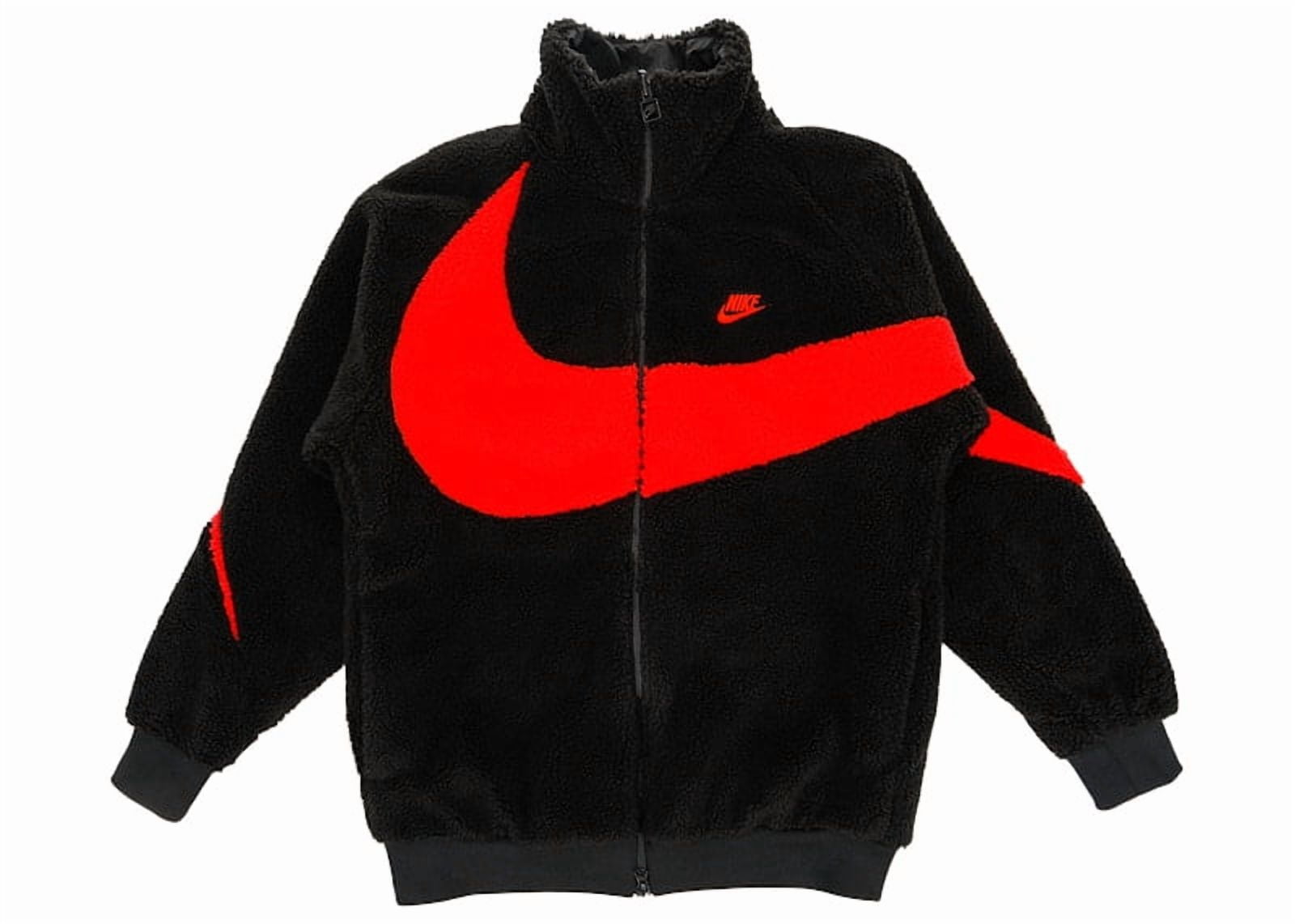 Nike Men's Big Swoosh Reversible Boa Jacket (Asia Sizing) Black Chili ...