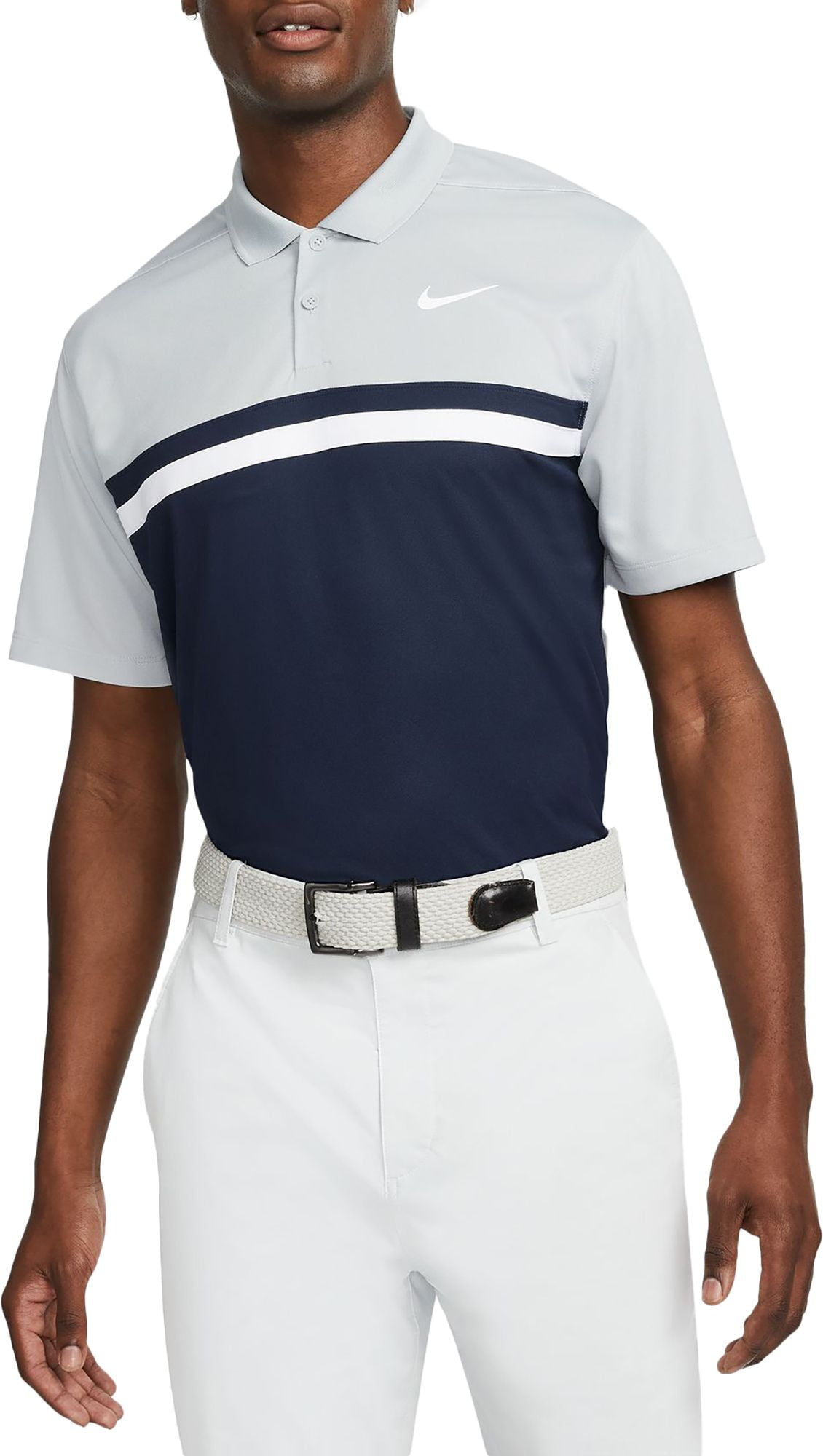 Nike Men's Dri-FIT Victory Colorblock Golf Polo (LT SMOKE GREY/OBSIDIAN ...