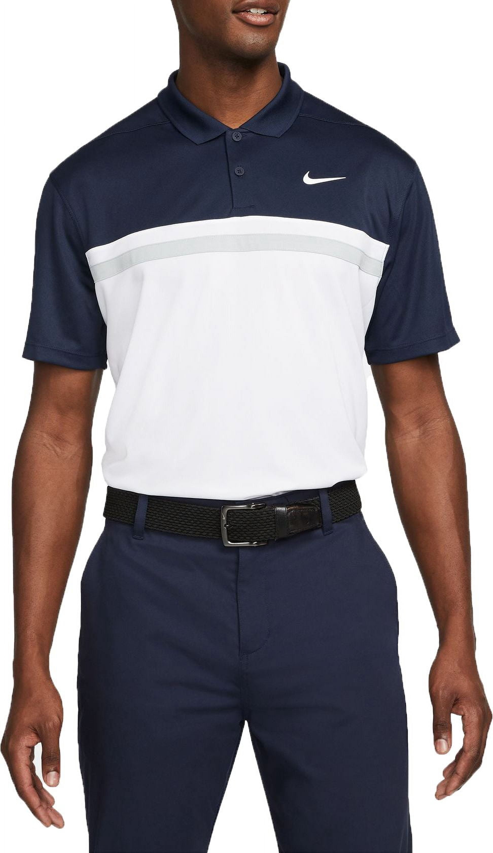 Nike Men's Dri-FIT Victory Colorblock Golf Polo (Obsidian/White, M ...