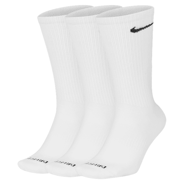 Nike Dri-FIT Everyday Plus Cushioned Crew Socks, 3 Pack, White, Size Medium - Walmart.com