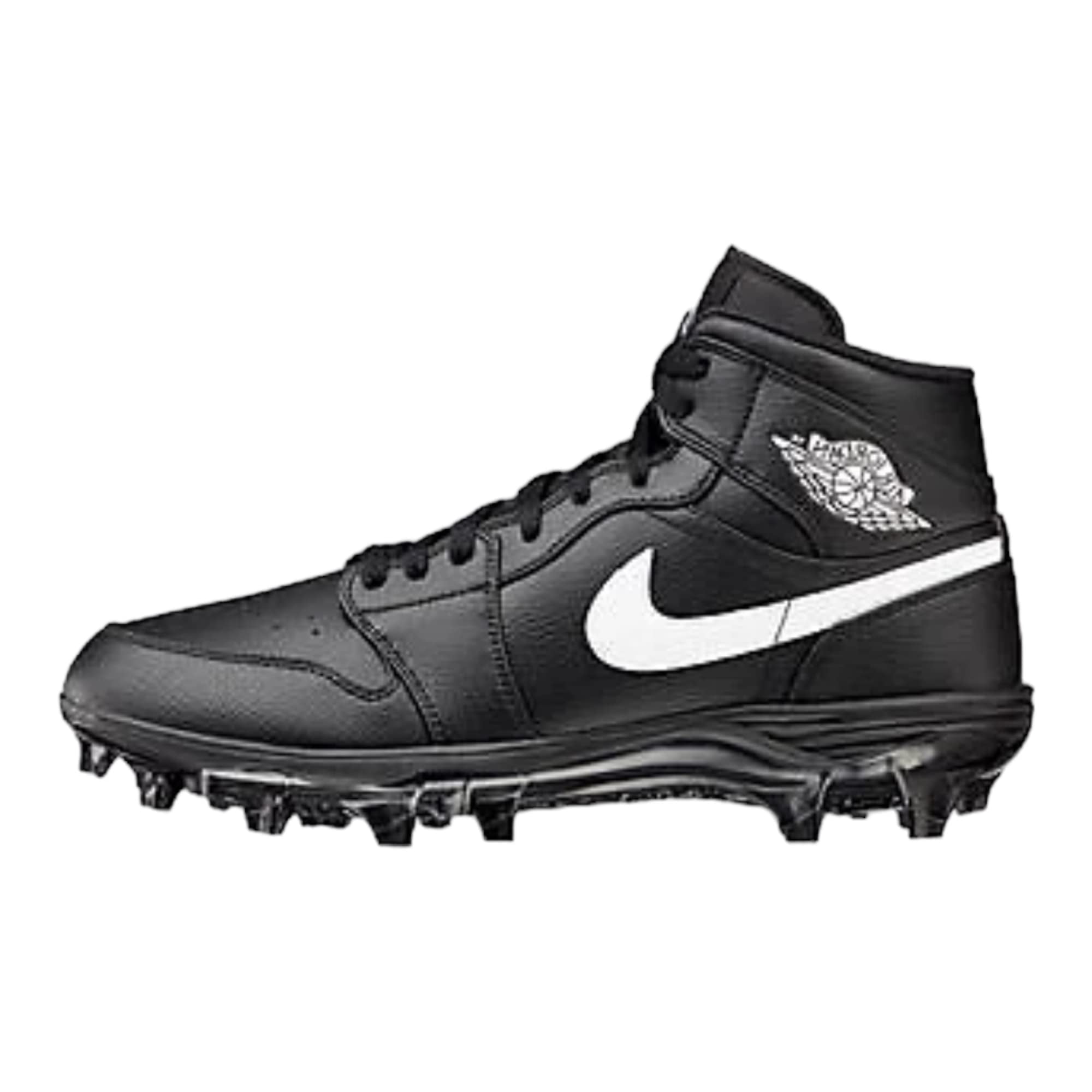 Nike Men's Jordan 1 Mid TB Football Cleats Black/White-Black Mid FJ6805 ...