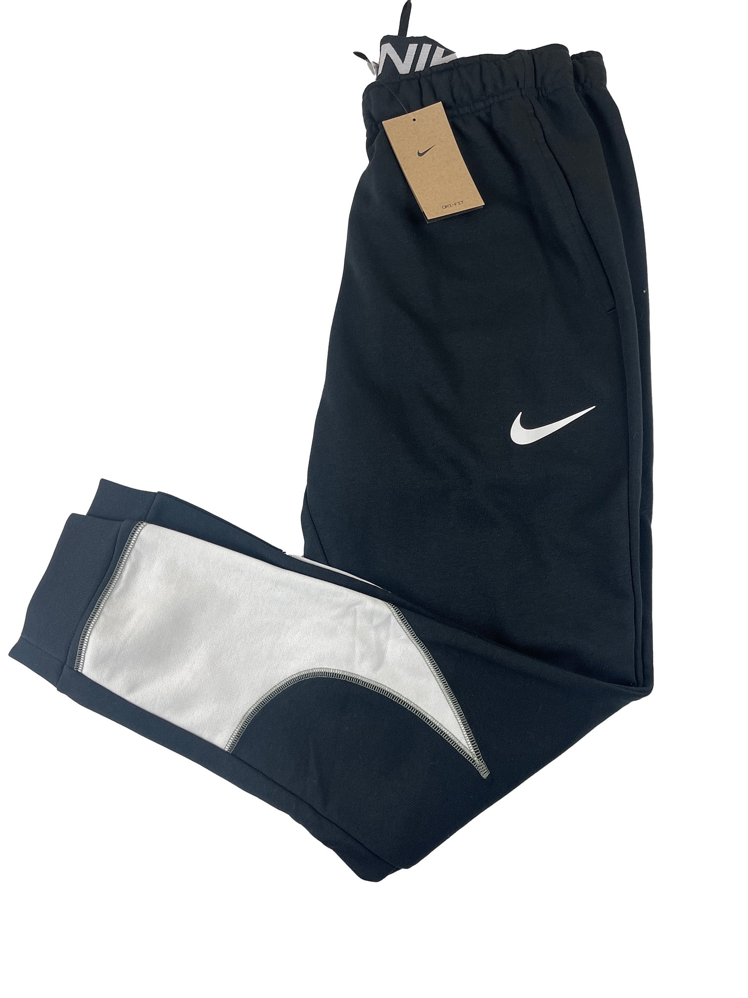 Nike Men's Medium Fleece Pant Taper Energy Trousers BLACK/SUMMIT WHT ...
