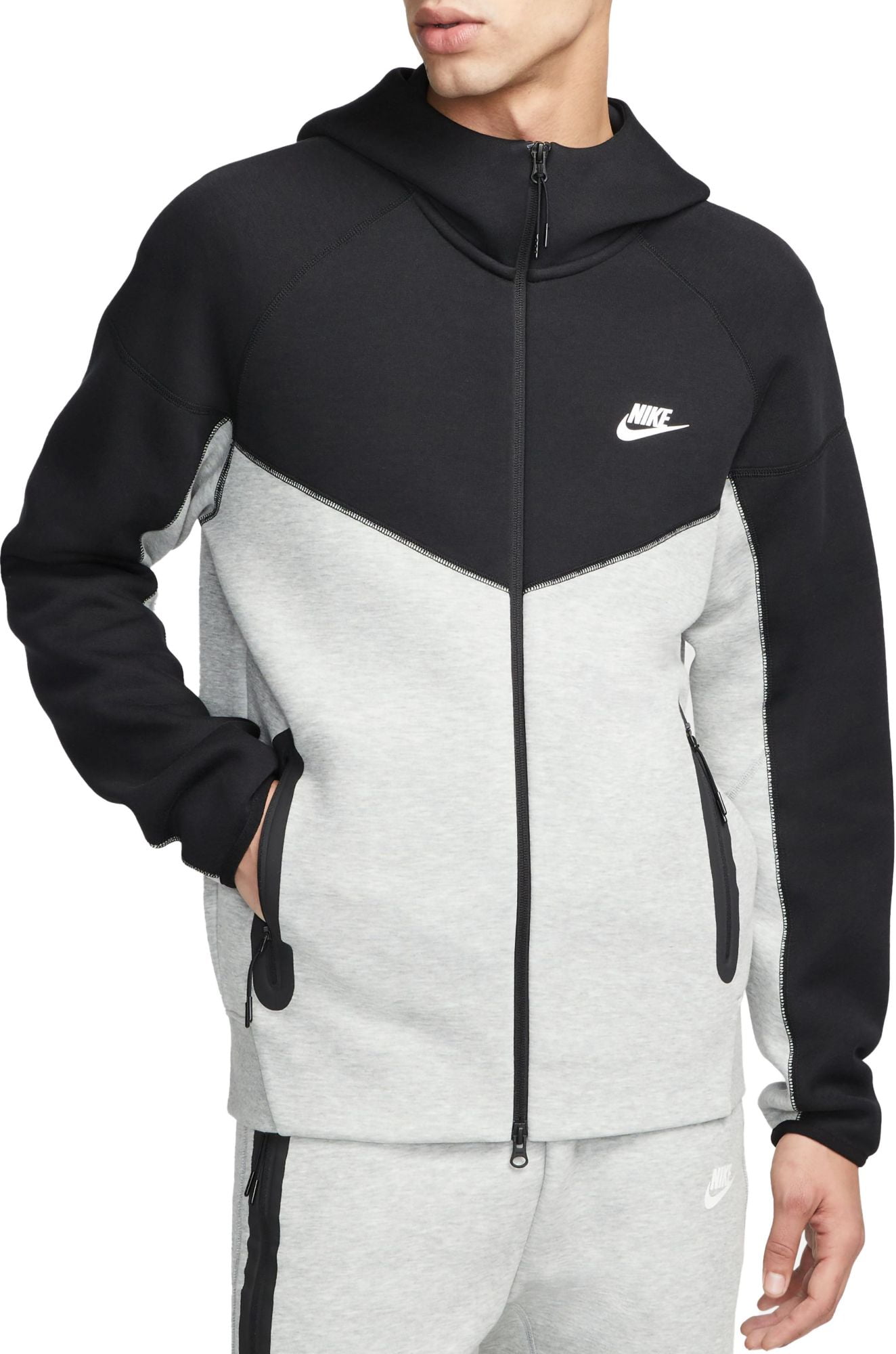 Nike Men's Tech Fleece Full-Zip Windrunner Hoodie (Dk Grey Heather ...
