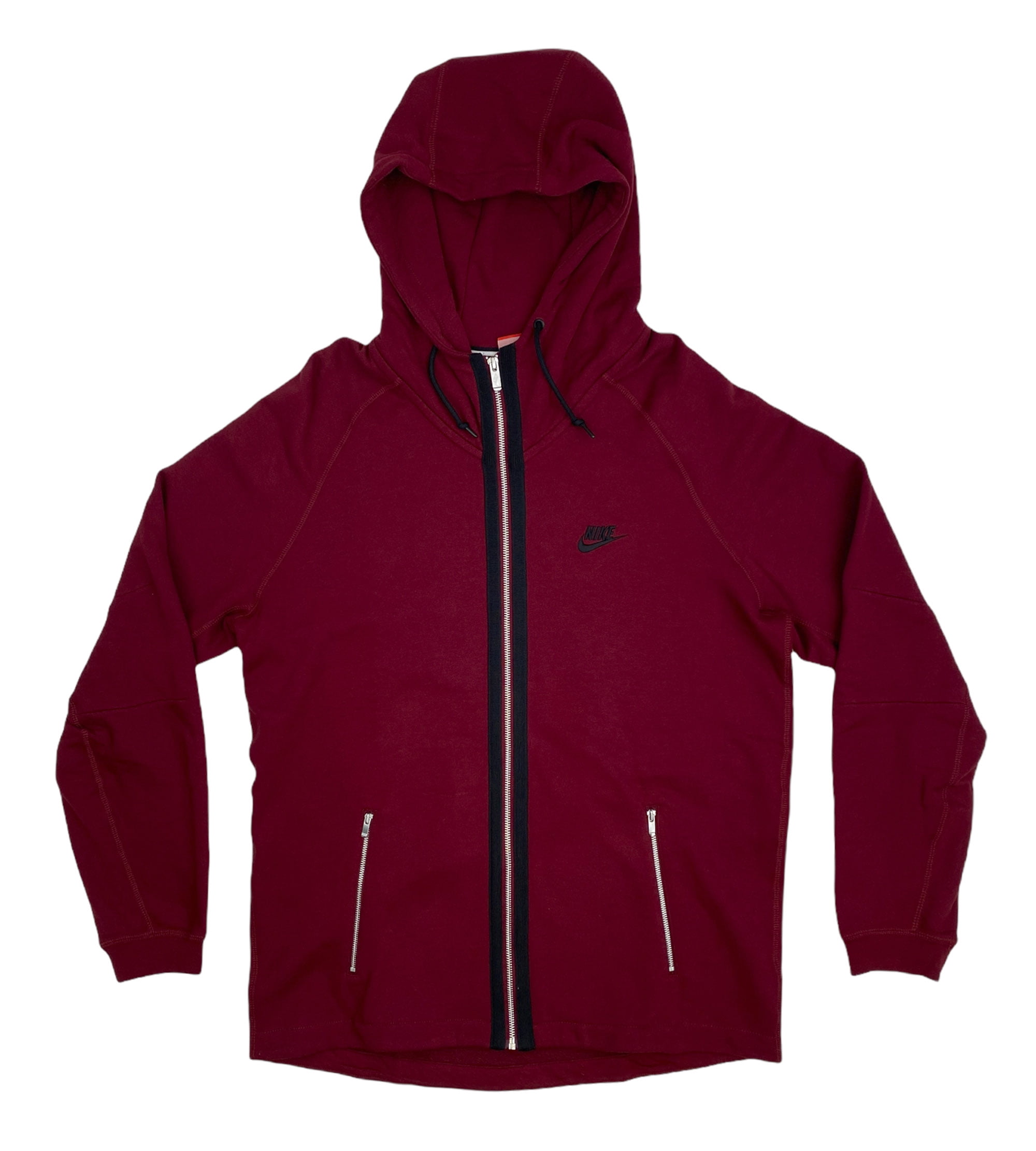 Nike Mens Full Zip Modern Fit Hoodie,Maroon/White,L - Walmart Business ...