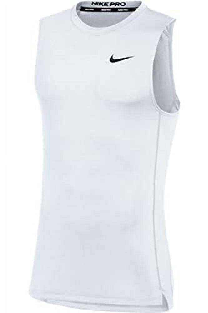 Nike Mens Pro Sleeveless Fitted Training Tee (Large White) - Walmart.com