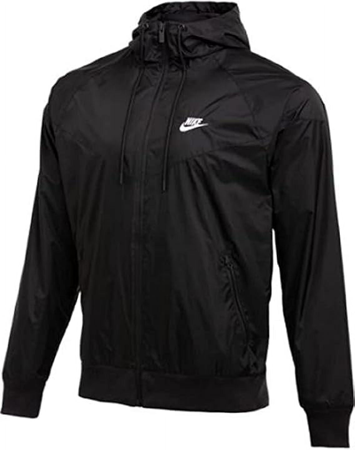 Nike Mens Windrunner Jacket Hooded Windbreaker (Black/Black, Large ...