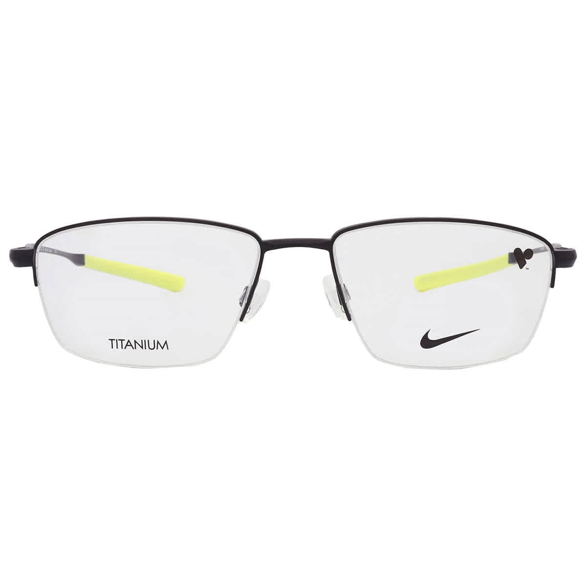 Nike NIKE 6045 002 Men's Satin Black Rectangular Frame Eyeglasses ...