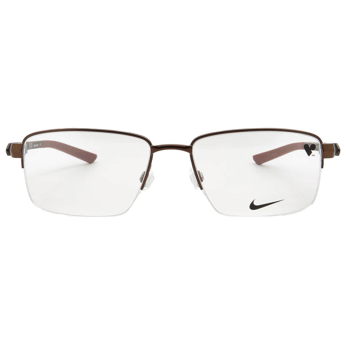 Nike NIKE 8141 212 Men's Satin Walnut Rectangular Frame Eyeglasses ...