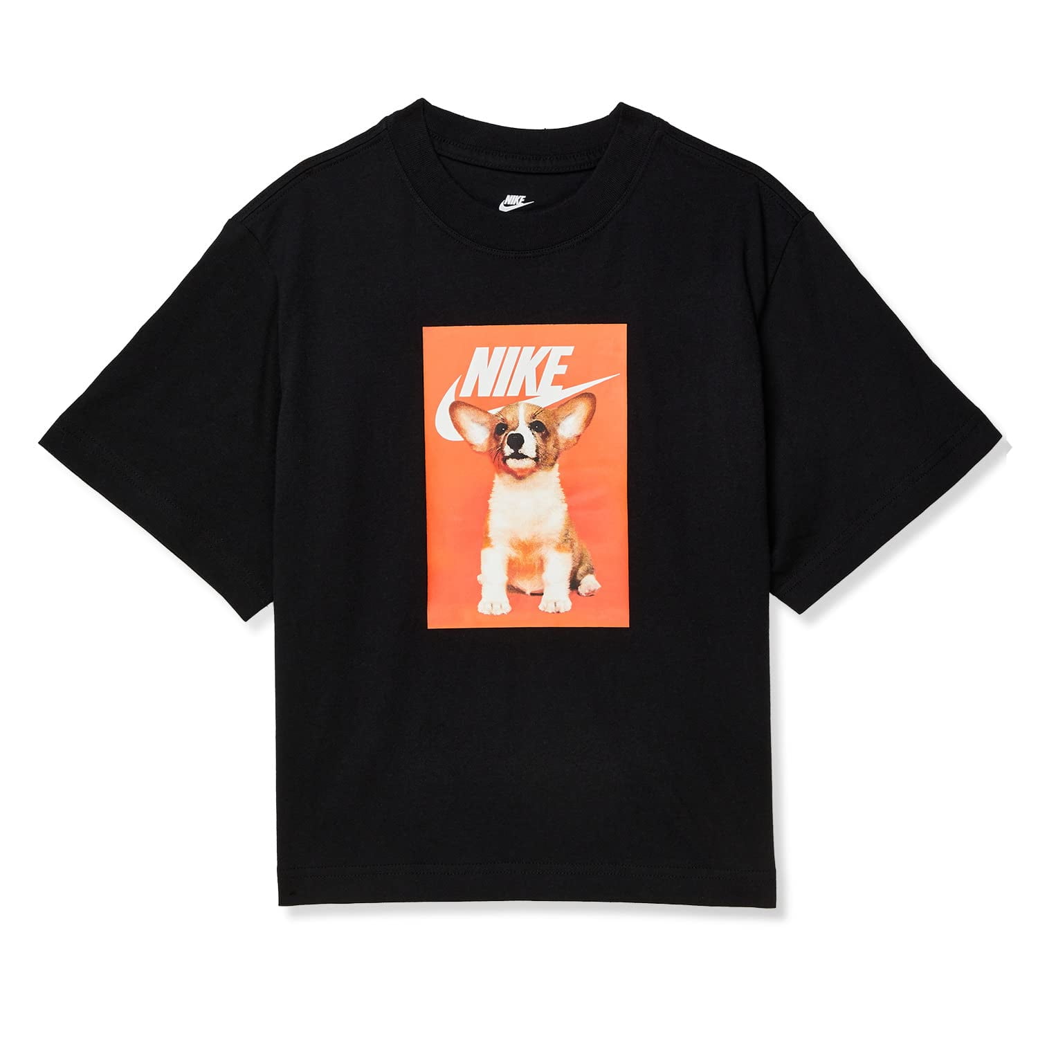 Nike NSW Boxy Puppy Tee (Little Kids/FBig Kids) (Girls, Black, LG (14 ...