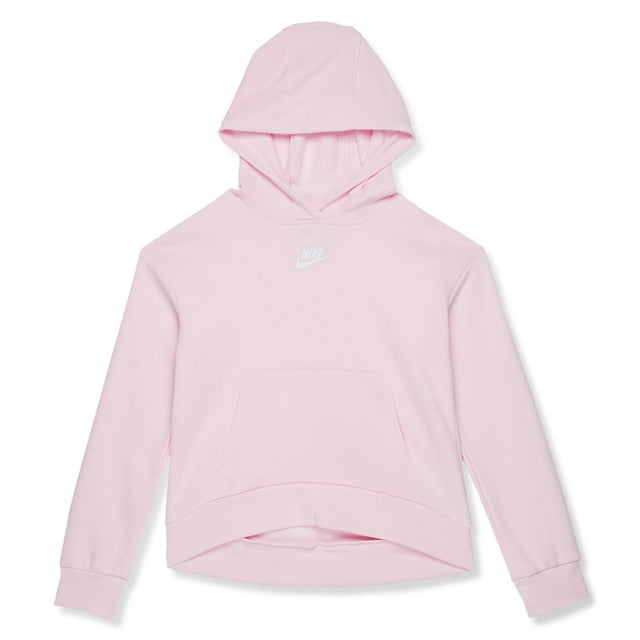 Nike NSW HBR Club Fleece Hoodie (Little Kids/FBig Kids) (Girls, Pink Foam/White, SM (8 Big Kid ...