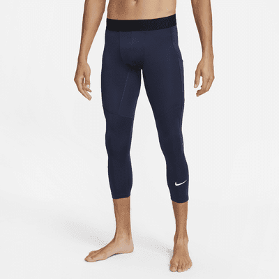 Nike Pro Men's Dri-FIT 3/4-Length Fitness Tights Color: Obsidian/White ...