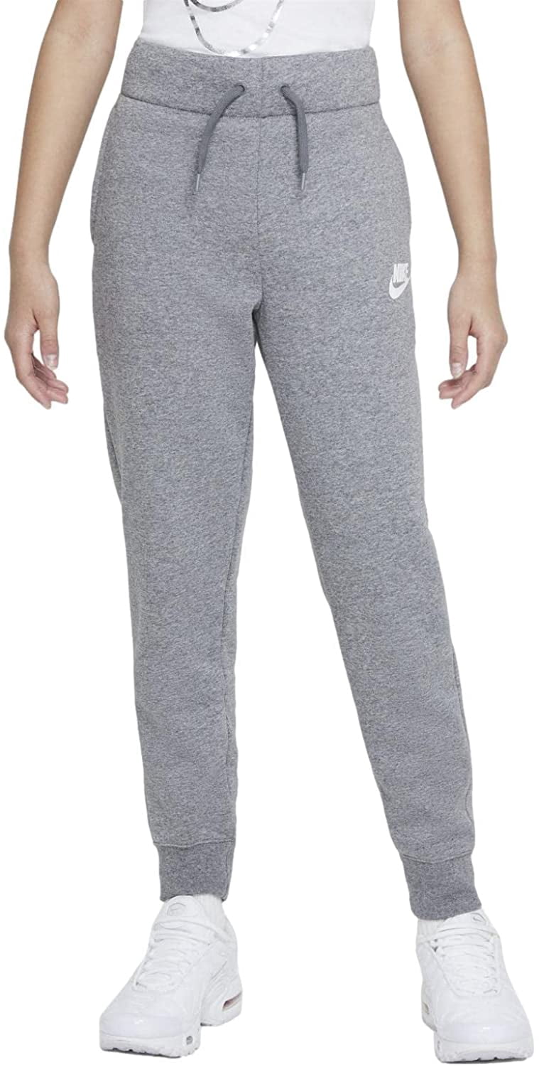 Nike Sportswear Big Kids Girls Fleece Joggers Pants Medium Grey/White ...