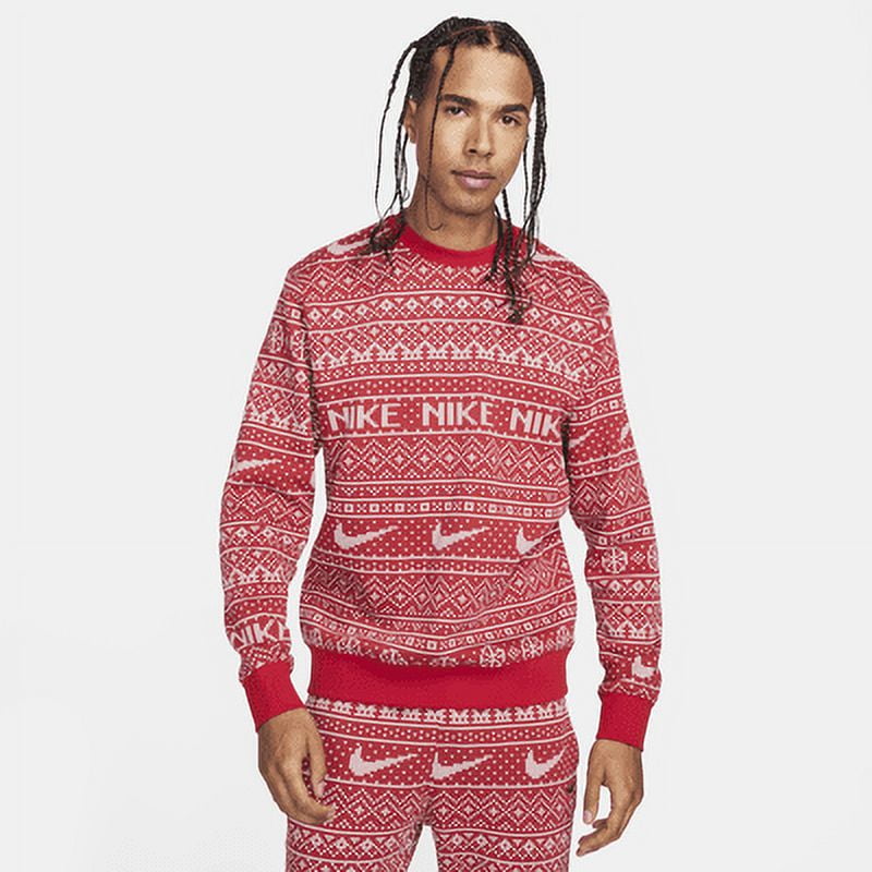 Nike Sportswear Club Fleece Men's Crew-Neck Holiday Sweatshirt Color ...