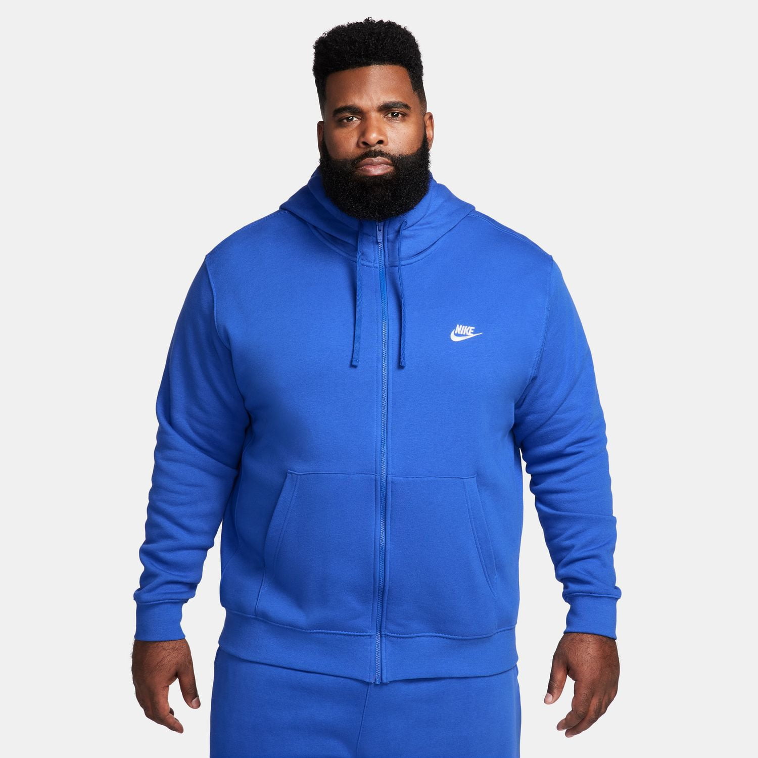 Men's Nike Sportswear Game Royal/White Club Fleece Full-Zip Hoodie - S ...