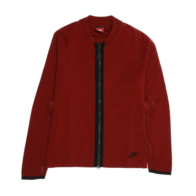 Nike Sportswear Mens Full Zip Tech Knit Bomber (Medium, Team Red/Black ...