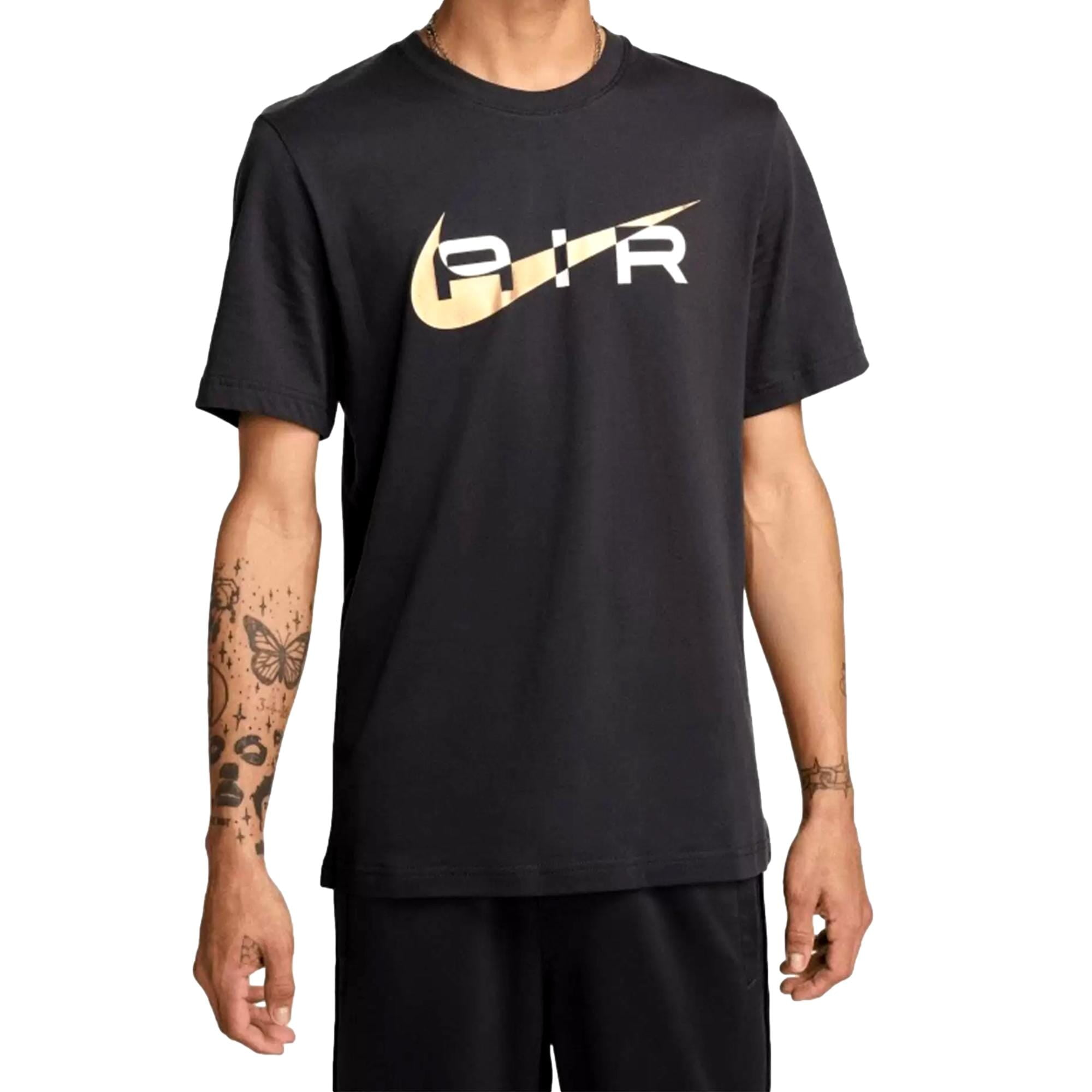 Nike Sportswear Swoosh Air Graphic T-Shirt Black/Gold FN7704-070 Men's ...
