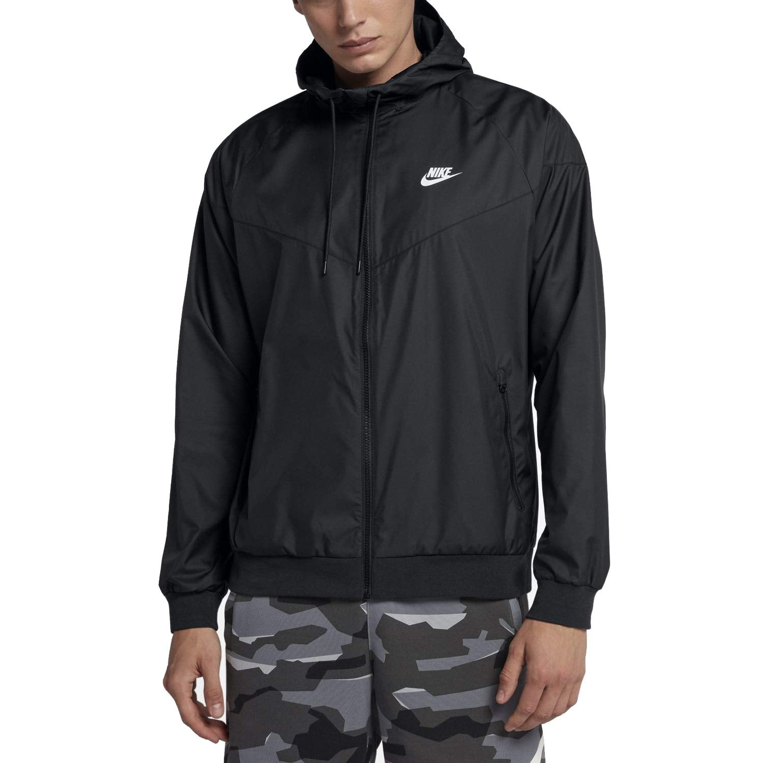Nike Sportswear Windrunner Hooded Windbreaker (Small, Black/White ...